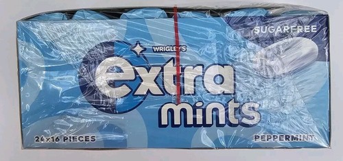 EXTRA MINTS SUGARFREE PEPPERMINT. 24 ROLLS. WRIGLEY'S.BEST BEFORE 10/02 ...