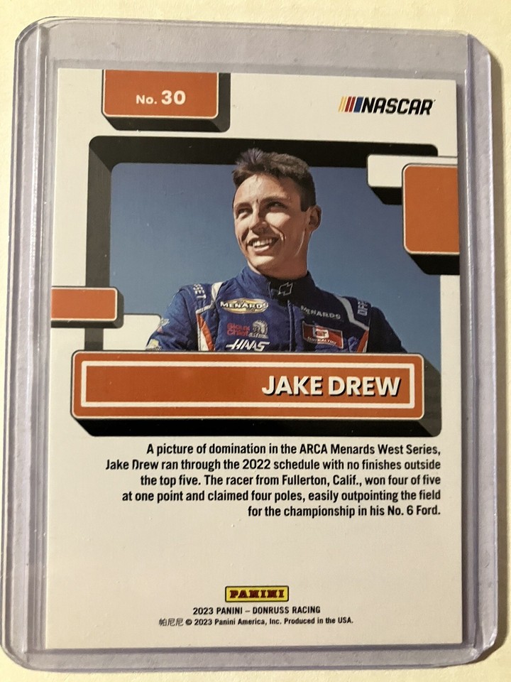 2023 Panini Donruss Racing BLUE /199 Jake Drew Rated Rookie #30 | eBay