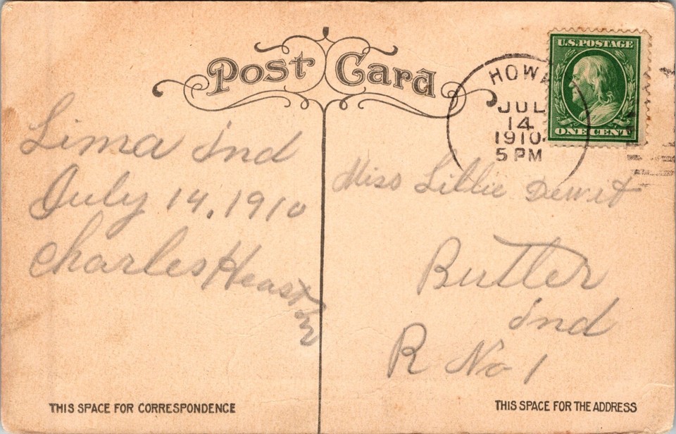 Postcard Lima Indiana Lake Fisherman 13 Caught Fish Postmark 1910 | eBay