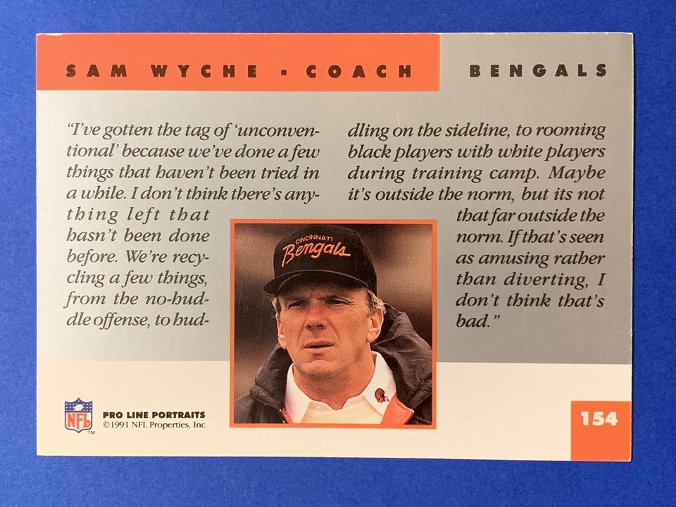 SAM WYCHE (Dec) Signed 1991 Pro Line #154 Cincinnati Bengals Bucs ...