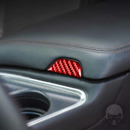 Red Carbon Fiber Center Console Armrest Box Cover For Dodge Challenger ...