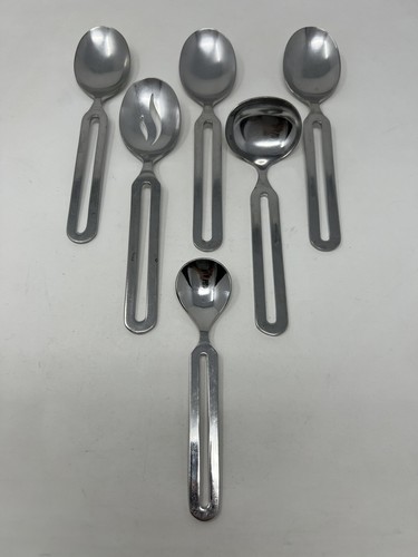 6 POLISHED Stanley Roberts Stainless Serving Spoons CYCLES Jam Slotted ...