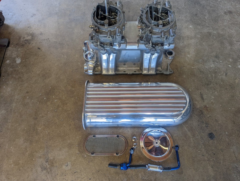 Weiand Polished Tunnel Ram Manifold With 600cfm Carter Carburetors And ...