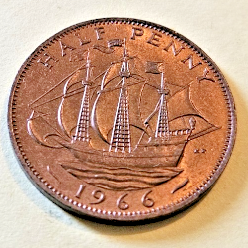 1966 Queen Elizabeth II Half Penny Coin - 1/2d Pre-Decimal Ha'penny ...