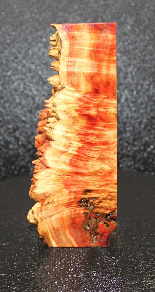 Stabilized Flaming Red Box Elder Wood Block Knife Scales/Resin Casting ...