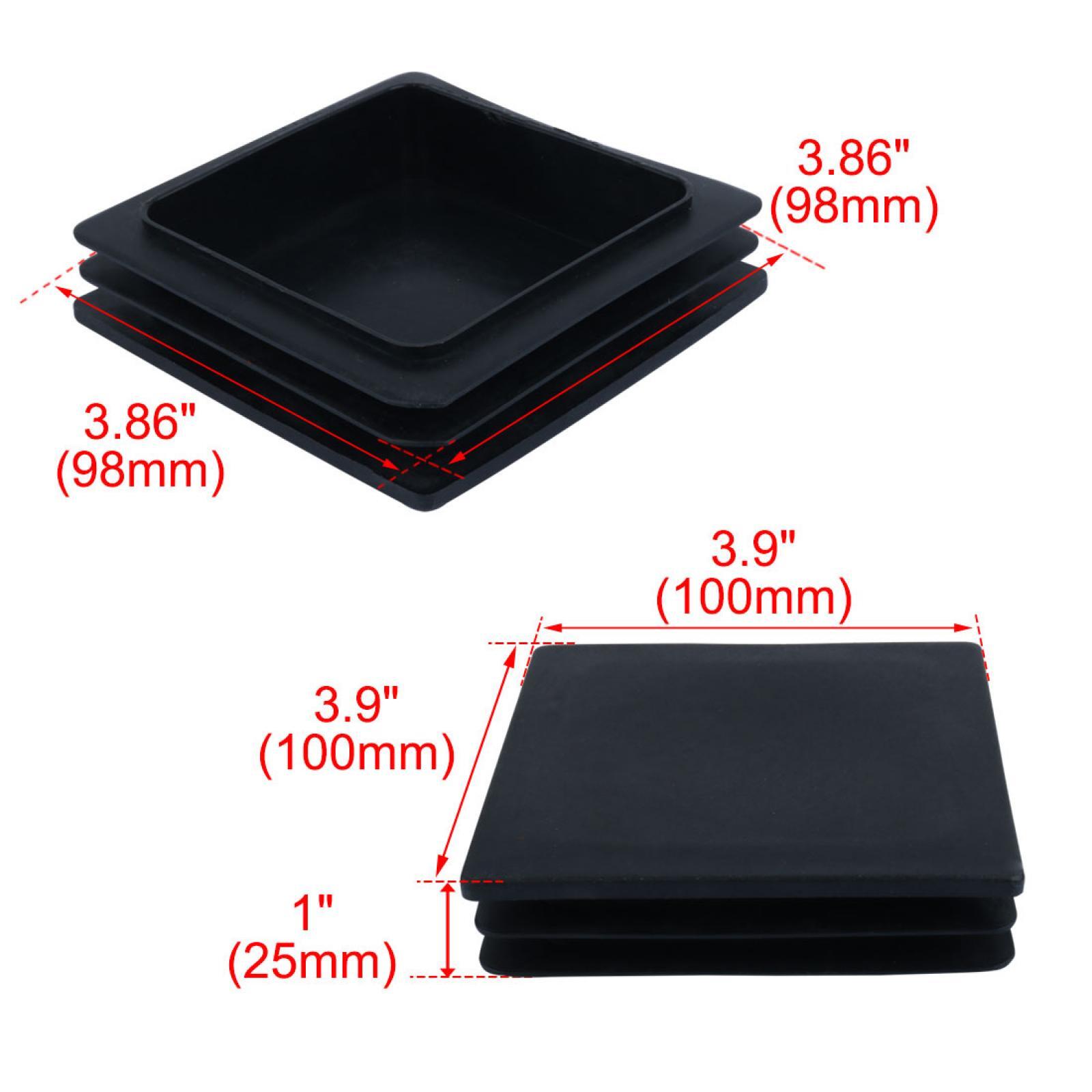 100mm X 100mm Plastic Square Tube Inserts End Blanking Caps Black 4 Pcs ...