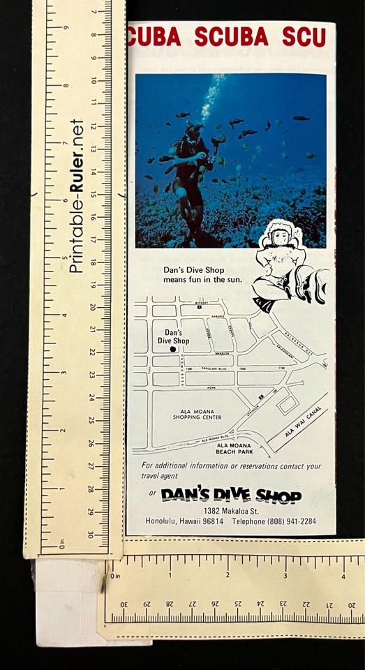 1980s Honolulu Scuba Dive Hawaii Dan's Dive Shop Vintage Travel Rates ...