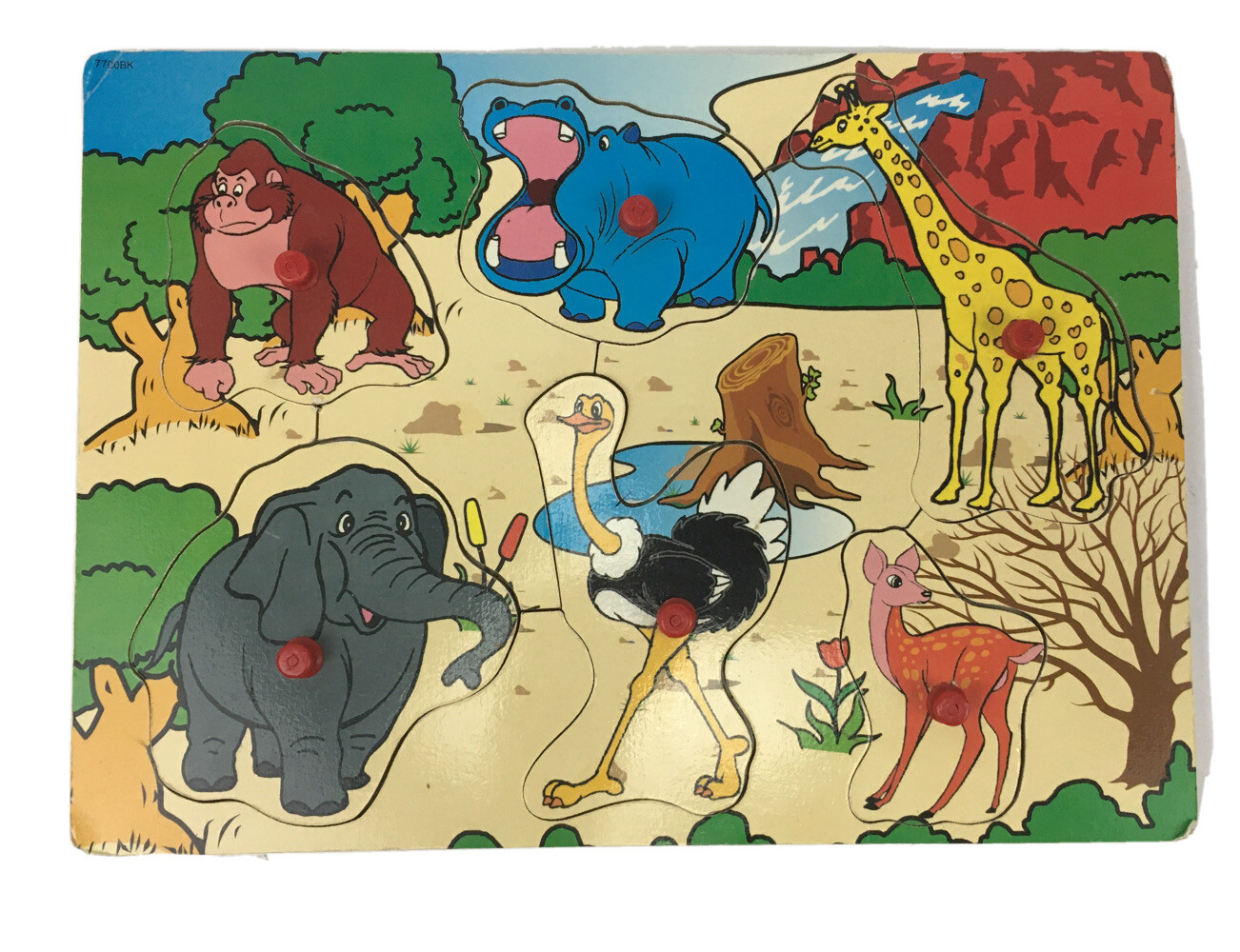 Vintage 6 Piece Animal Safari Wooden Puzzle w/Pegs | eBay