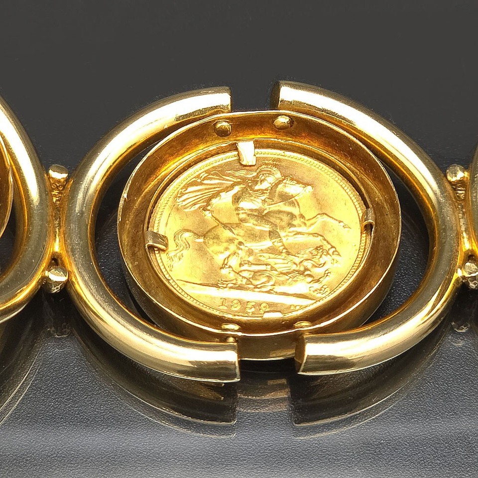 18K Gold British Full Sovereign Coins Bracelet | Bezel Set | eBay