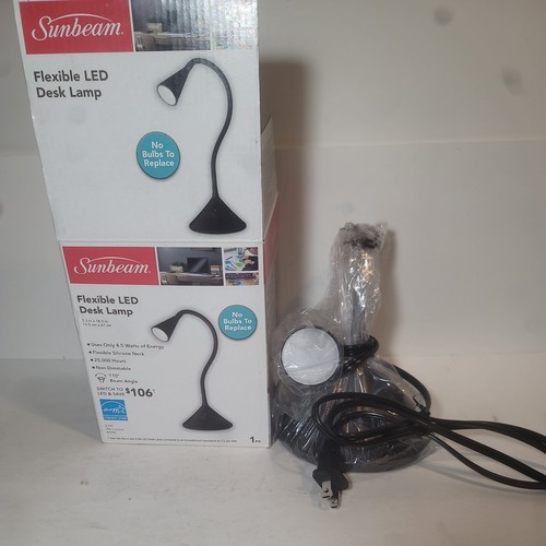 SUNBEAM Flexible Neck LED Desk LAMP Adjustable Light (Black) 5.3" x 18. ...