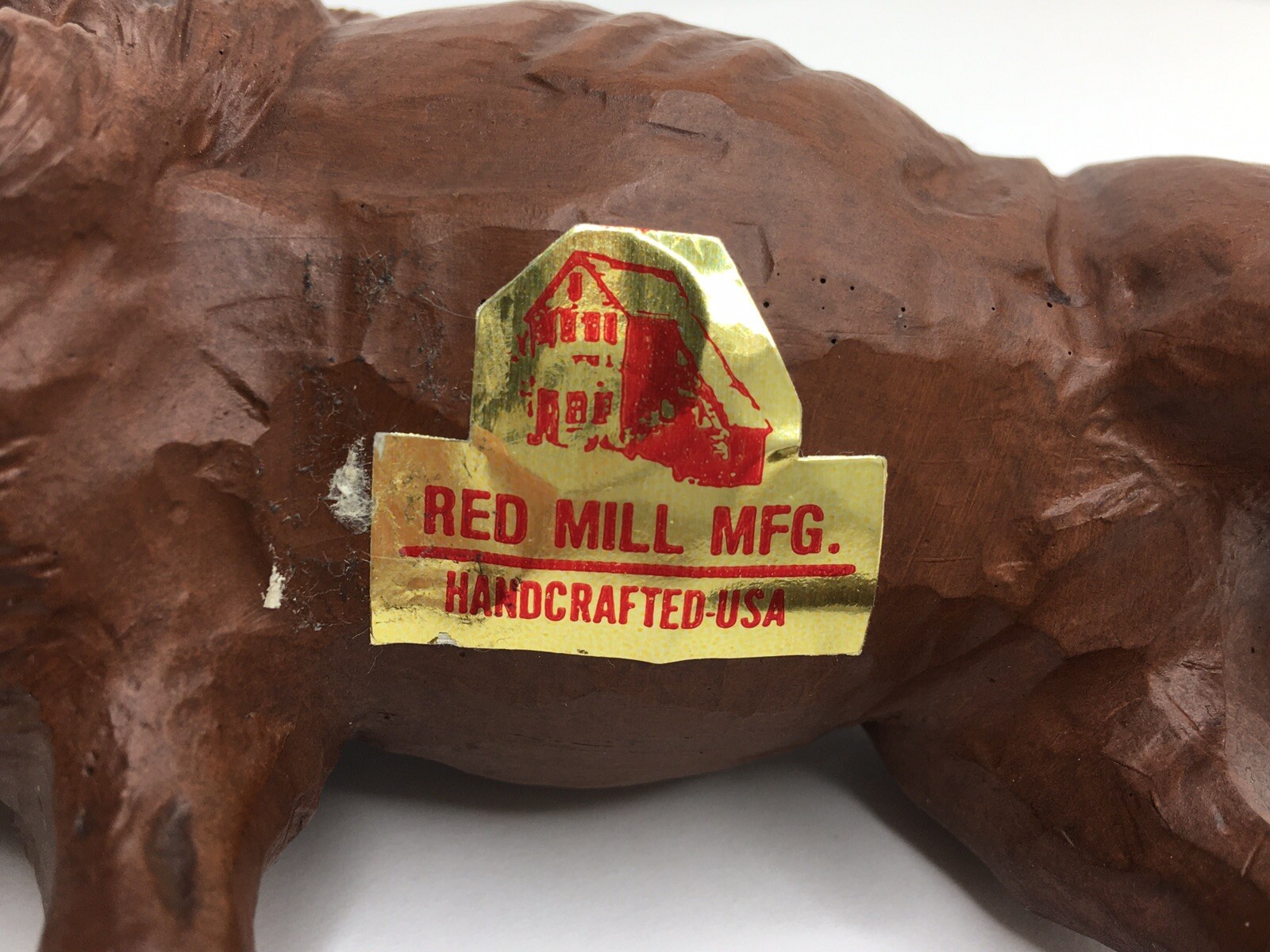 BEAUTIFUL VINTAGE RED MILL MFG. HANDCRAFTED USA BISON BUFFALO FIGURINE ...