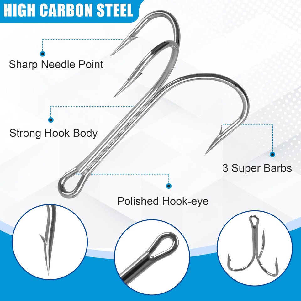 Classic Treble Hooks20pcs Large Treble Fishing Hooks Saltwater Treble ...