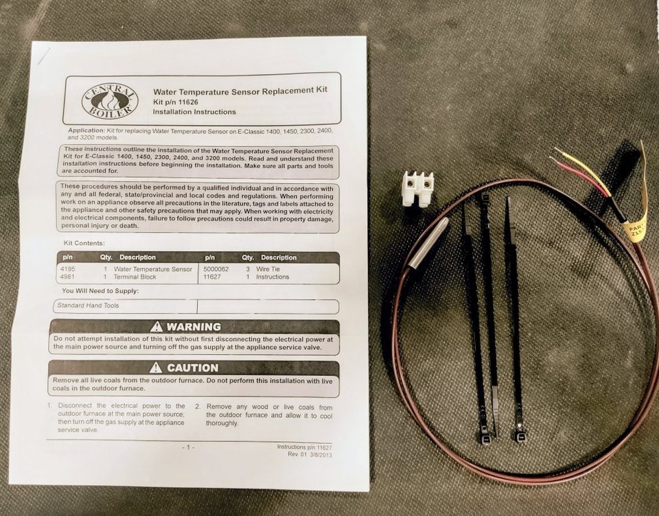 NEW OEM CENTRAL BOILER WATER TEMPERATURE SENSOR KIT - P/N 11626 | eBay