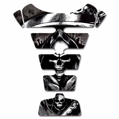 Universal Street Bike Fuel Tank pad Protector decal Reaper-Black Stunt ...