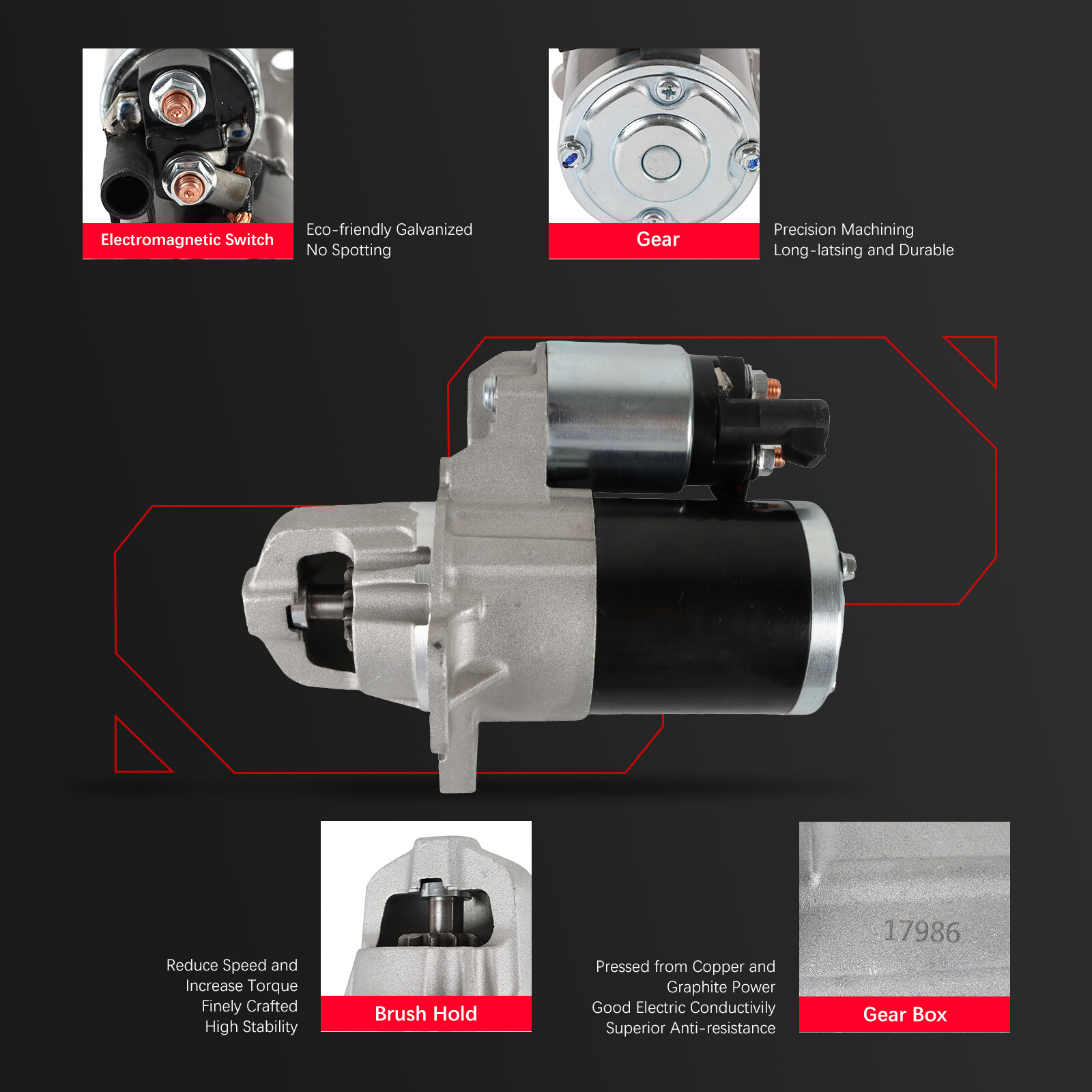 Starter Motor for Buick Enclave 2008-2016 Buick LaCrosse Cadillac SRX ...