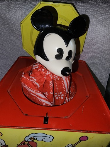 1970's Mickey MOUSE Jack-In- The-Box Musical a Carnival Toy WALT Disney ...