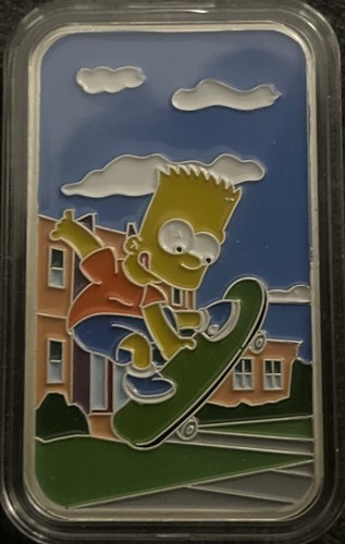 .999 Fine Silver Art Bar Limited BART SIMPSON The Simpsons Skater ...