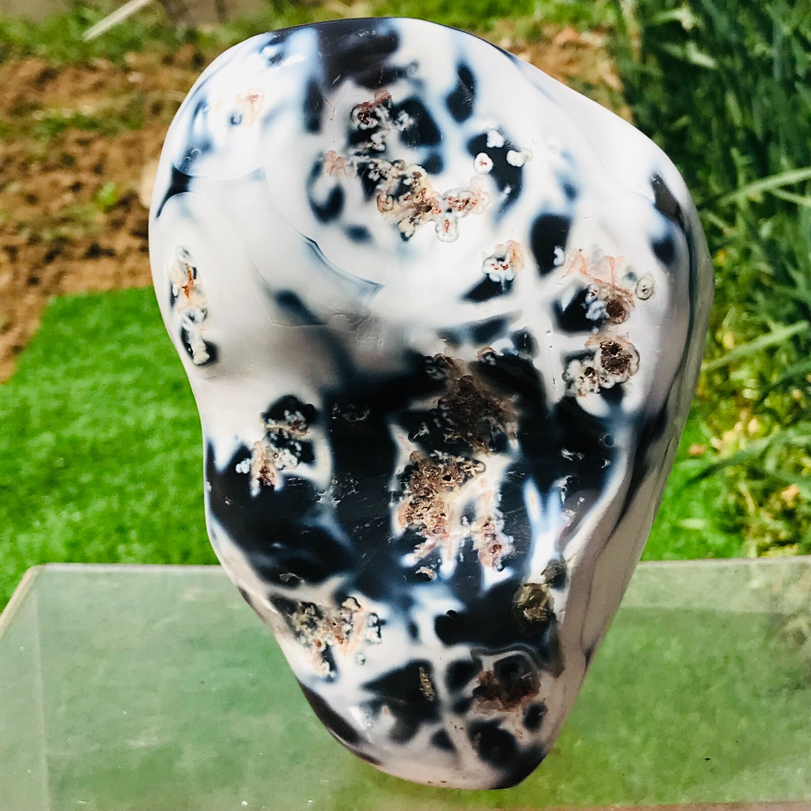 2350g Large Natural Orca Skin Agate Geode Quartz Crystal Mineral ...