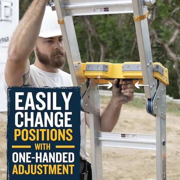 18ft Reach Aluminum 6-in-1 Multi-Max Pro Multi-Position Ladder, 375lbs ...