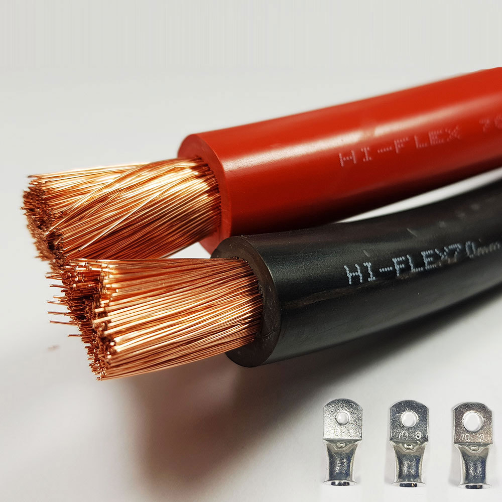 70mm2 Black Red 485 A Amps Flexible PVC Battery Welding Cable FREE LUG ...