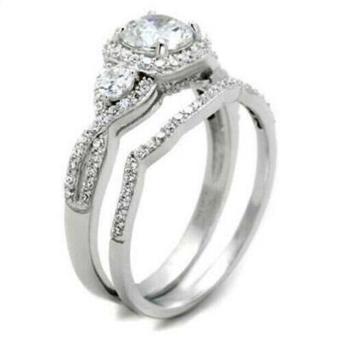 Engagement Ring Set 3.20Ct Round Cut Diamond White Gold Finish ...