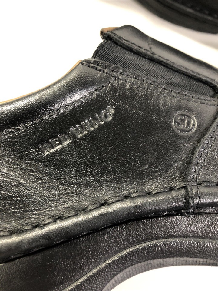 Red Wing 6700 Mens Leather Slip Resistant Black Slip On Shoes Size 9.5 ...