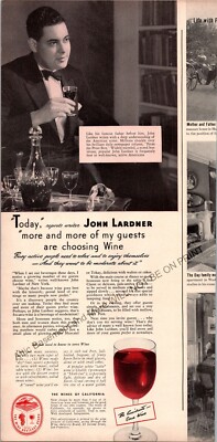 California Wines Advisory Print Ad 1940 Ephemera Wall Art Decor John ...