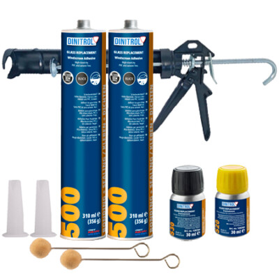 2 x DINITROL 500 WINDSCREEN FITTING KIT BONDING GLUE SEALANT + CAULKING ...