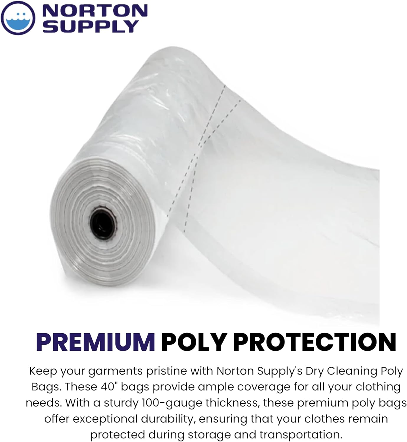 Dry Cleaning Poly Bags - Transparent Plastic Garment Cover, 40" Long ...