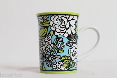 Vera Bradley Mug "Island Blooms" Green & Blue Flowers | eBay