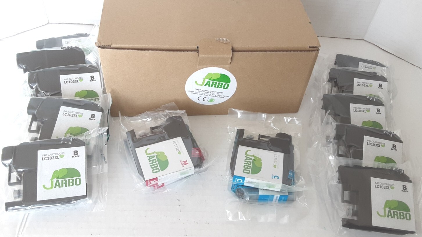Lot of 14 Jarbo Ink Cartridges LC103XL 2 Cyan 2 Magenta 10 Black New ...