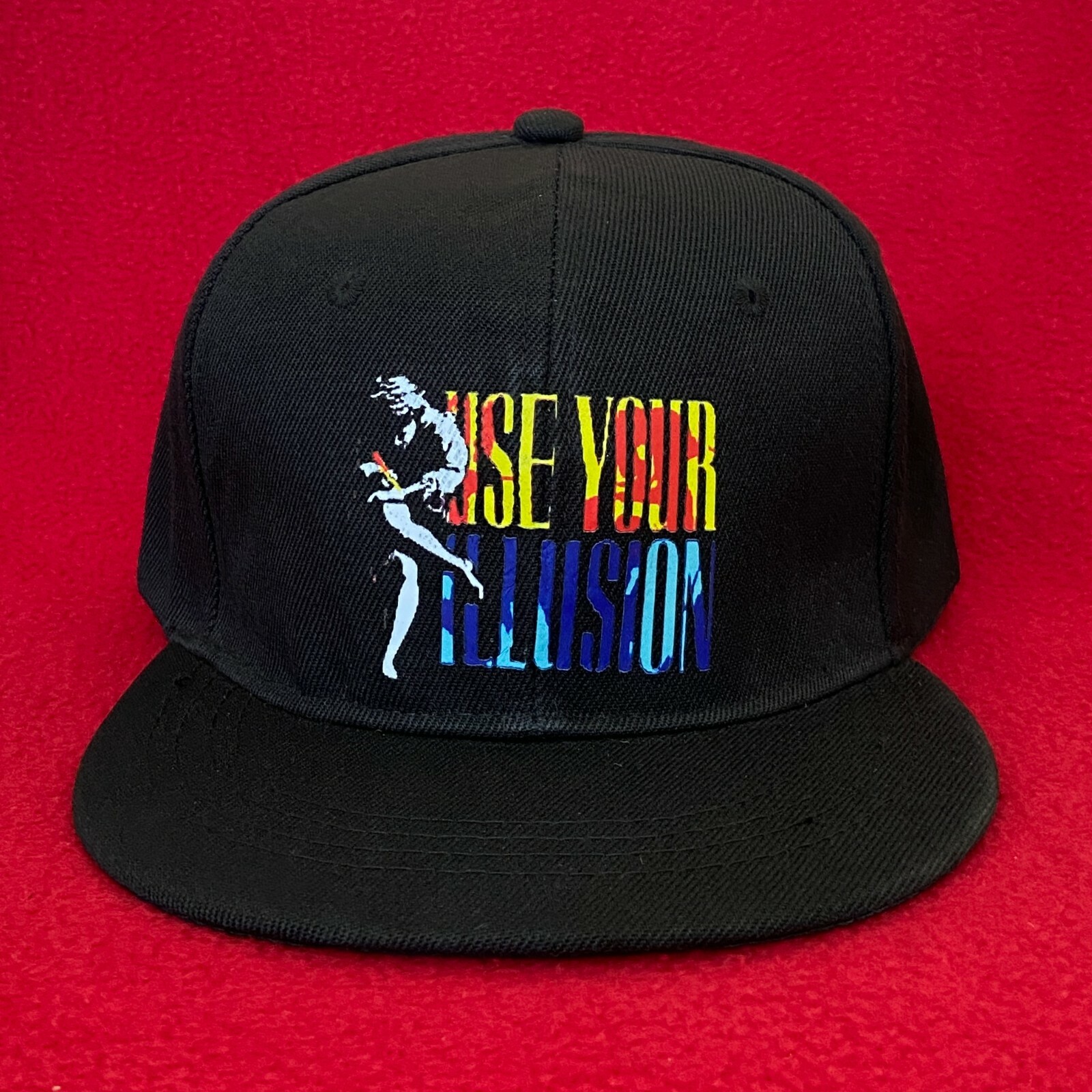 Rock Band Solid Black Color Logo Printed Flat Bill Cap Adjustable Snap ...