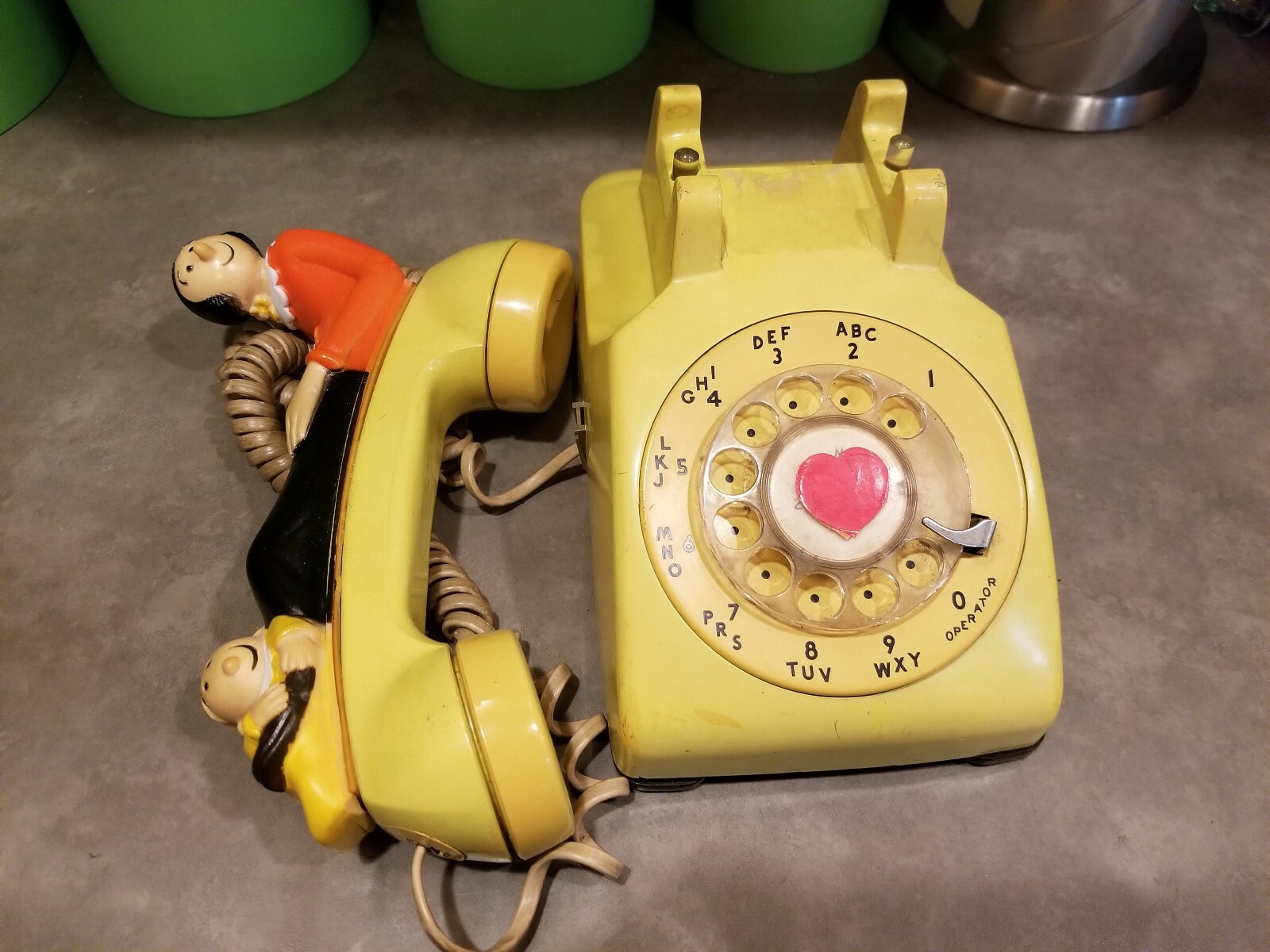 Yellow Bell Rotary Table Telephone Olive Oyl Sweet Pea Shoulder Rest ...