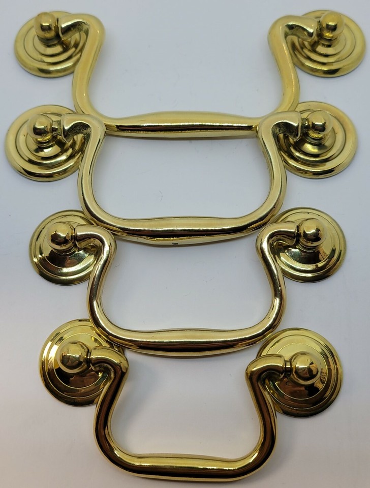 2 2.5 3 3.5 4 Inch bail pull handle brass antique swan Sheraton Queen ...