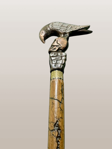 Black Antique Crow & Skull Walking Cane, Goth Style Wooden Carved ...