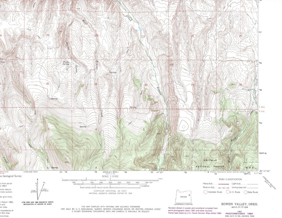Bowen Valley Quadrangle Oregon 1984 USGS Topo Map 7.5 Minute ...