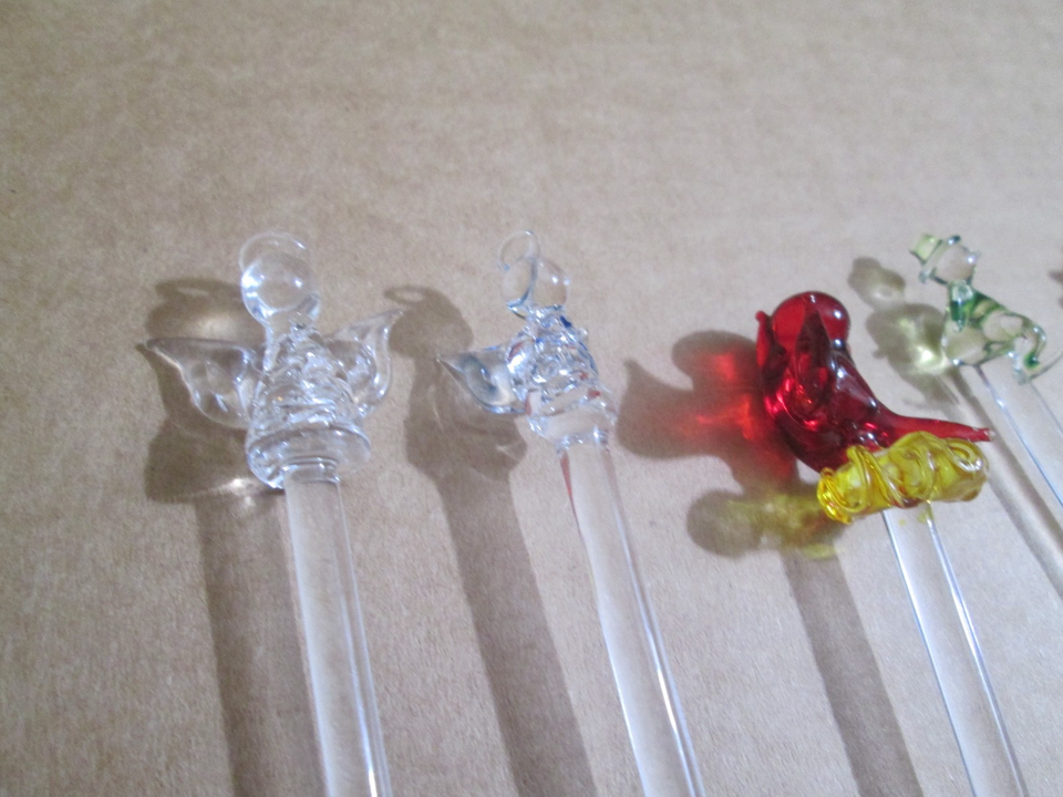 Vintage Glass Christmas Swizzle Stix Cocktail Stir Sticks Lot of 6 ...