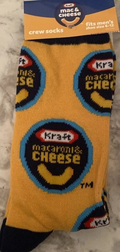 Kraft Macaroni & Cheese Socks Mens Shoe Size 6-12 Fun Novelty Crew ...
