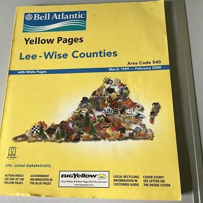 1999-2000 Bell Atlantic 540 Lee-Wise County White/Yellow Pages Phone ...