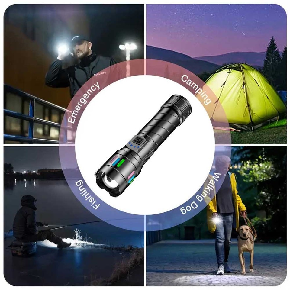 Super Bright Powerful LEP Laser Flashlight Rechargeable Zoom Torch Lamp ...