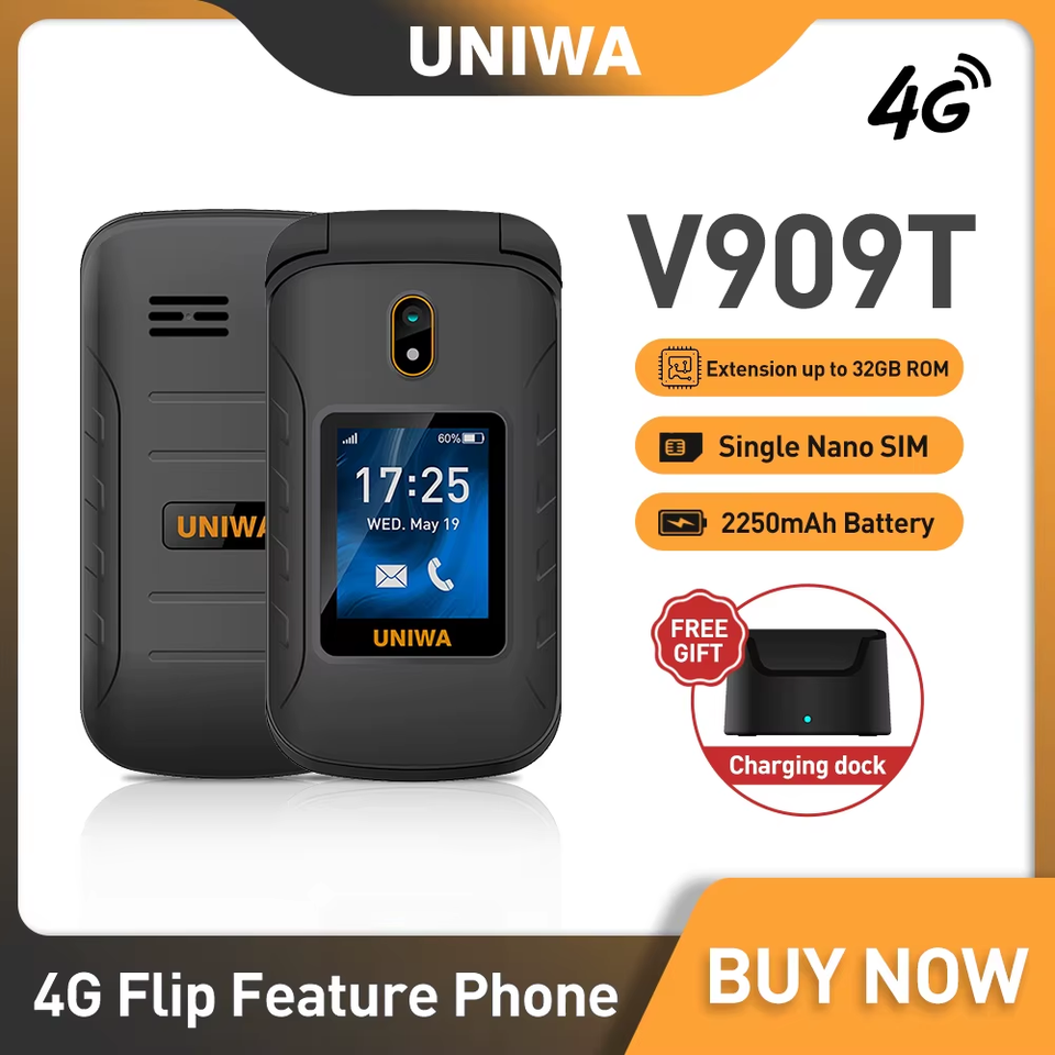 4G Flip Phone Dual Screen Big Push-Button Simple Mobile Phone for ...