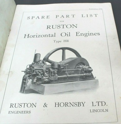 Spare Part List For Ruston Horizontal Oil Engines Type HR | eBay