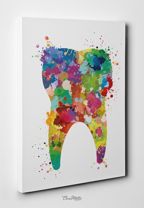 Tooth Art Watercolor Print Teeth Abstract Anatomical Art Dental Clinic ...