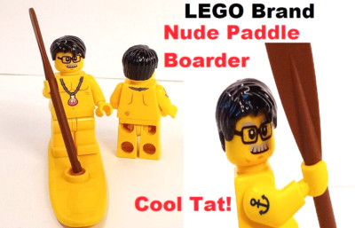 LEGO Minifigure Paddle Board Surfer NO PANTS Clothes Solid Yellow LEGS ...