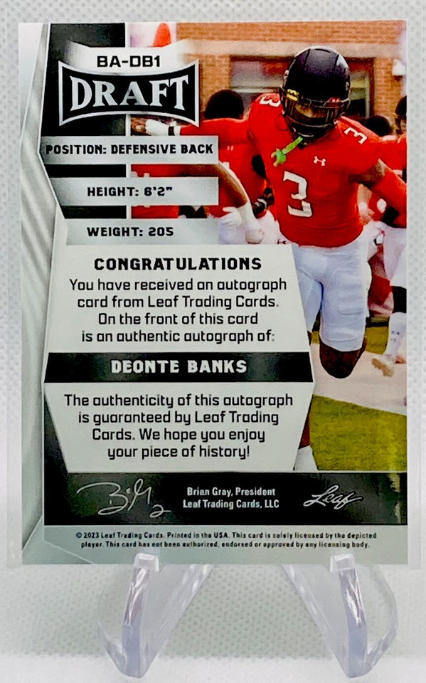 2023 Leaf Draft Deonte Banks Green XRC Rookie Auto #BA-DB1 - New York ...
