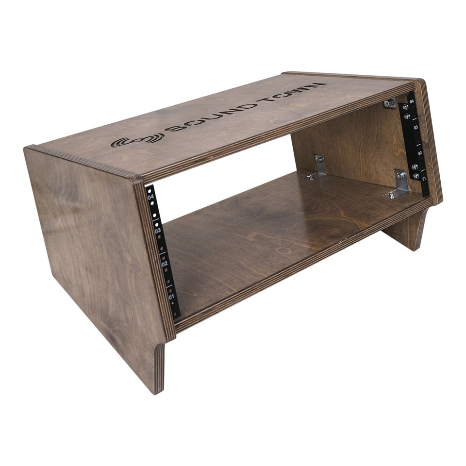 Sound Town DIY 4U Angled Studio Rack w/ Plywood, Weathered Brown (SDRK ...