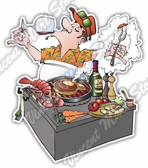 Barbecue BBQ Grilled Steak Cook Gift Idea Car Bumper Vinyl Sticker ...