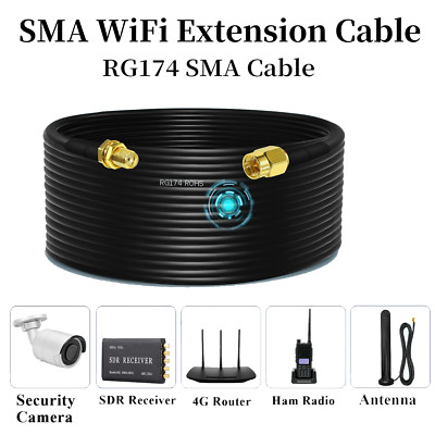 5M SMA Male to Female RG174 WiFi Router Antenna Extension Coaxial Cable ...