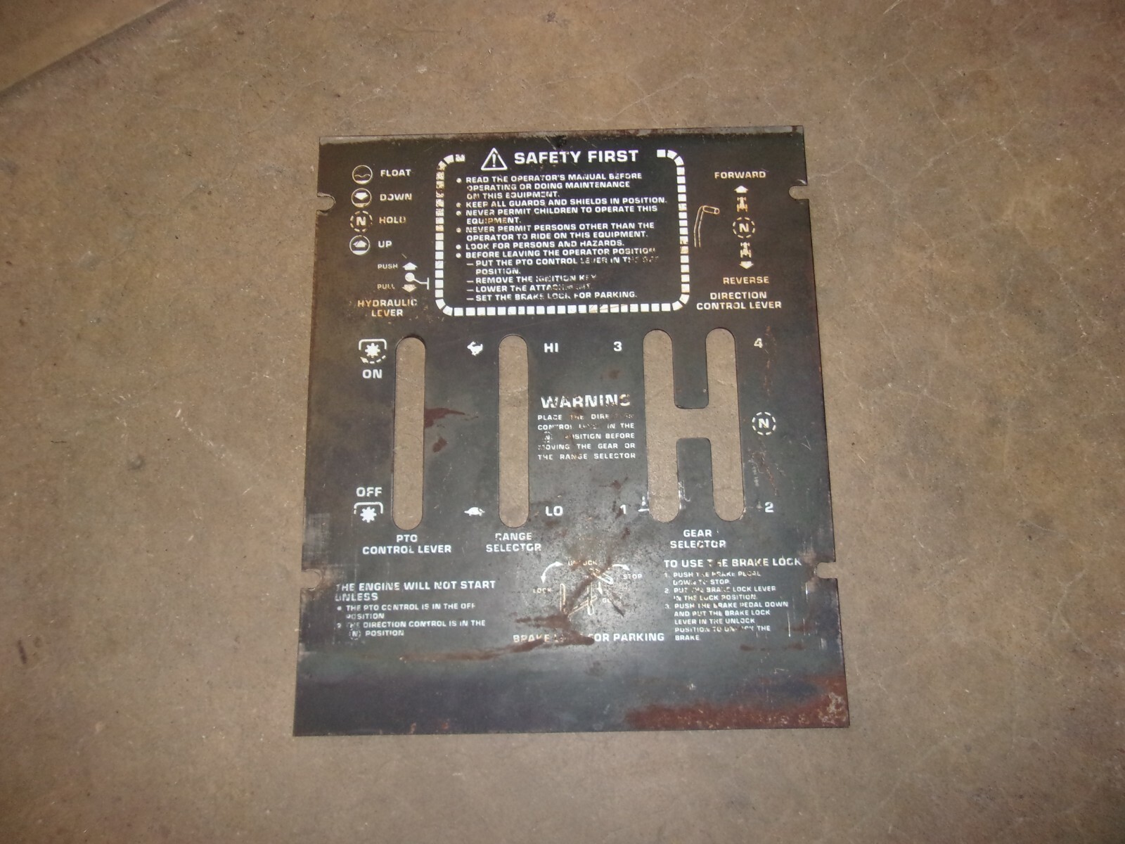 OEM USED GRAVELY 8123 CONTROL PANEL WITH HYDRAULIC LIFT 031276,58702600 ...