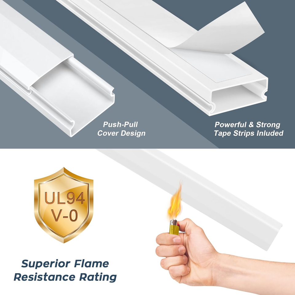 62.8in Cable Cover Wall White Wire Cover for Wall Paintable Cord Cover ...